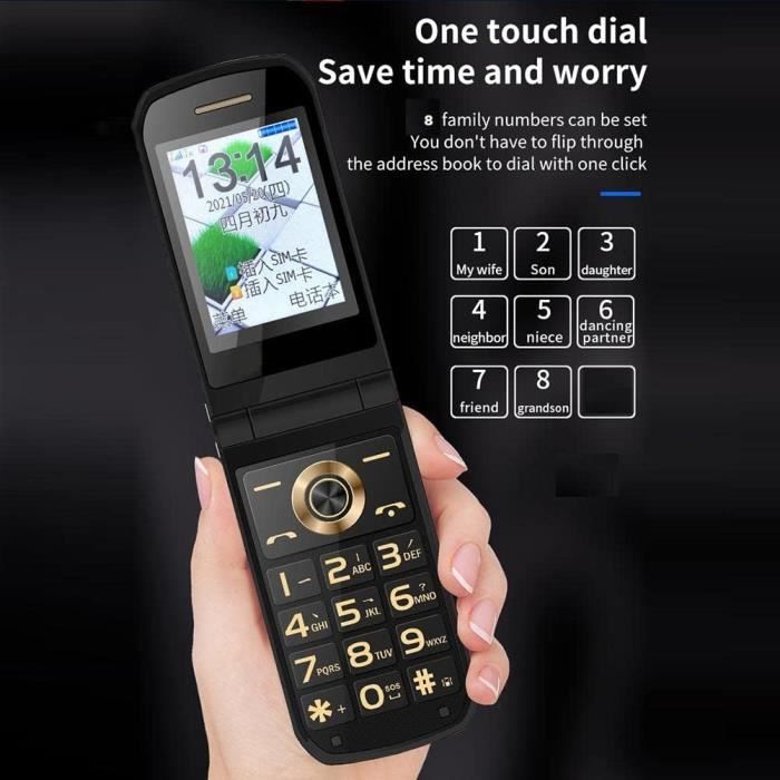 Téléphone Portable Débloqué mobile Senior Téléphone à Clapet avec ...