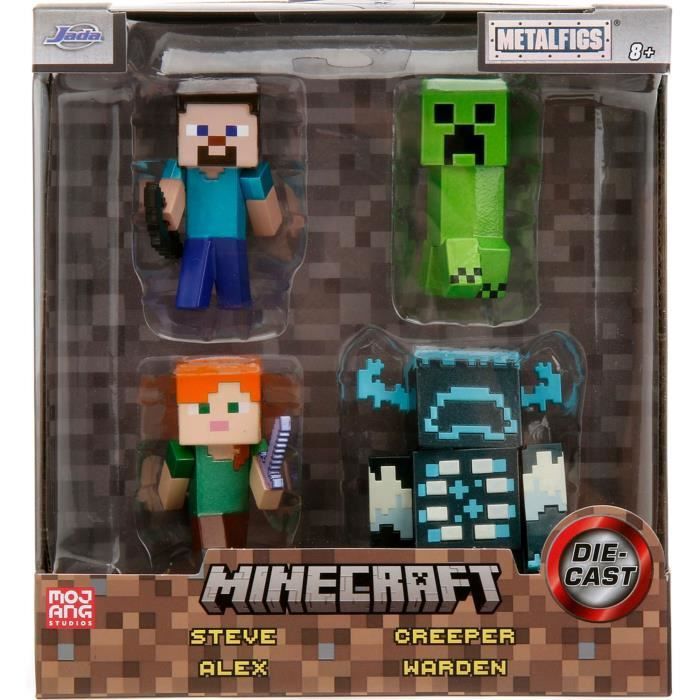 Minecraft Set de figurines en métal Steve Alex Creeper Warden 6 cm ...