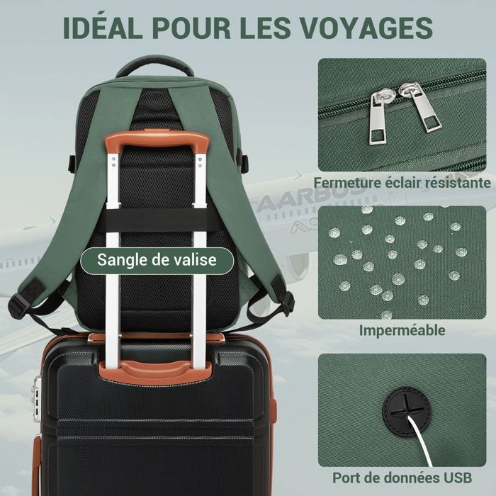 Kono Sac à Dos de Voyage 40x20x30cm - Approuvé Bagage Cabine Ryanair ...