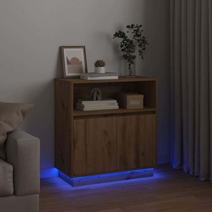 Buffet/Placard/Commode - 1 PC - pour Salon/Cuisine - LED Chêne ...