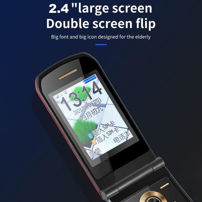 Téléphone Portable Débloqué mobile Senior Téléphone à Clapet avec ...