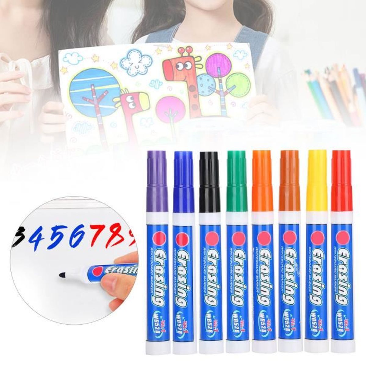 2 ensembles Stylos pour tableau blanc marqueurs effaçables à sec en ...