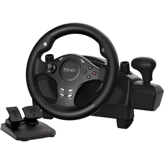 Volant de course avec pédales, volant de jeu PC avec retour de force à ...