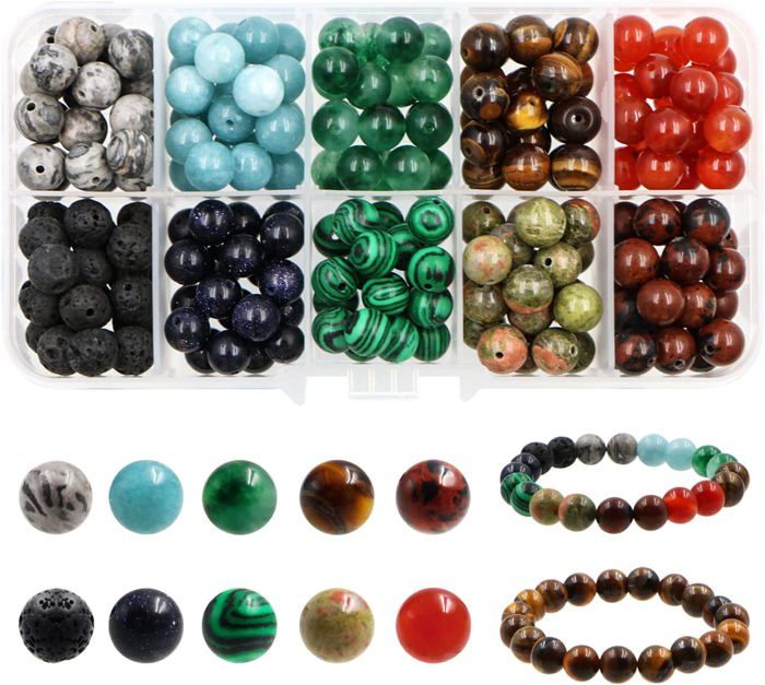 8Mm Perles Pierre Naturelles Pierre Perles Diy Perle Kit Lithothérapie ...