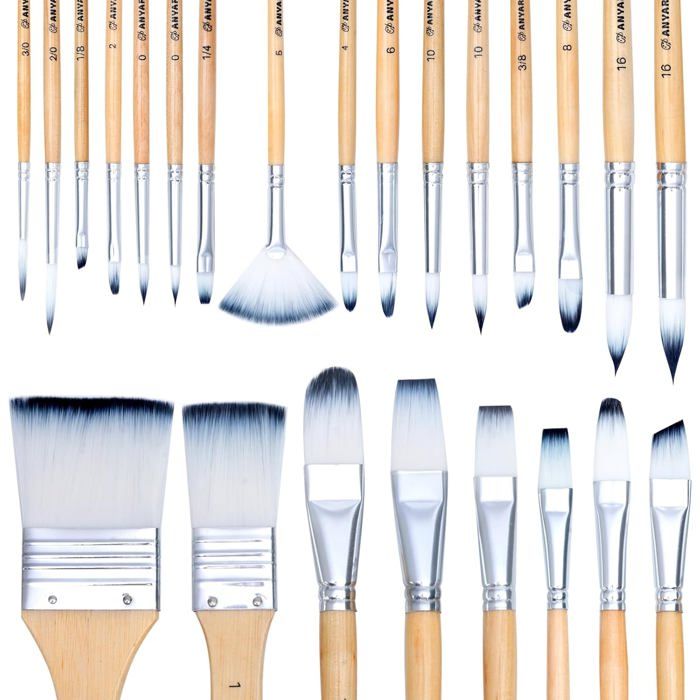 Anyart Set de 24 pinceaux d'artiste Set de pinceaux pour Peinture ...