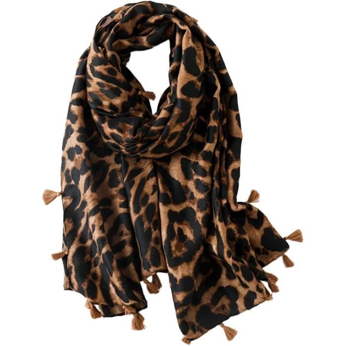 Léopard Imprimer Femmes Châle Écharpe - Pashmina Châle Foulards Etole ...