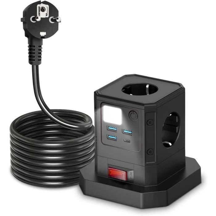 Multiprise Tour, Multiprise Cube Parasurtenseur Parafoudre avec 4 ...