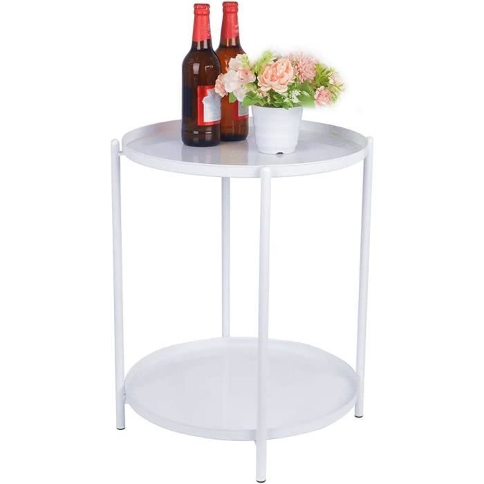 LIWI-Table d'appoint Ronde en métal,avec Double Niveau,Plateau Amovible ...