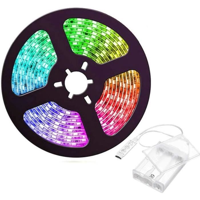 Ruban Led A Pile,Bande Led, 2M-60 Led Smd 5050 Rgb Ip65 Étanche Bande Kit Bande Lumineuse ...