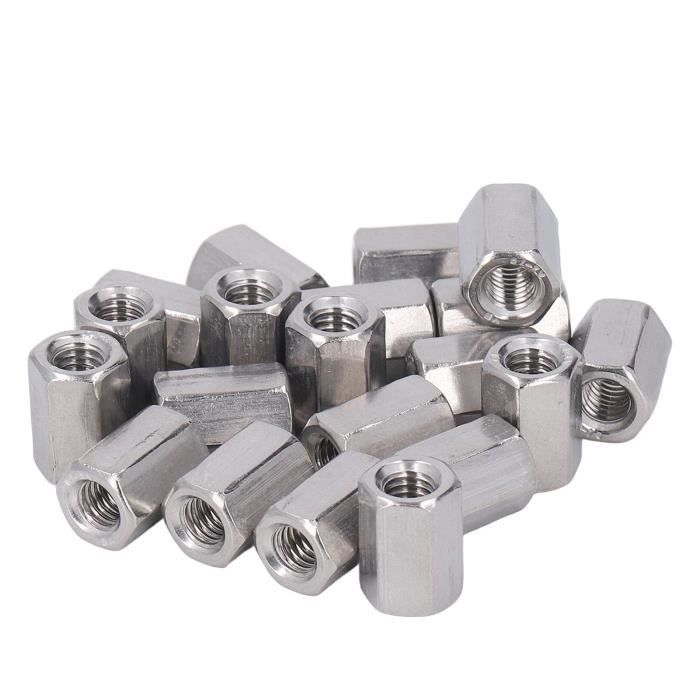 Fdit Écrou d'accouplement hexagonal 20 pièces ensemble d'écrous d'accouplement hexagonaux ...