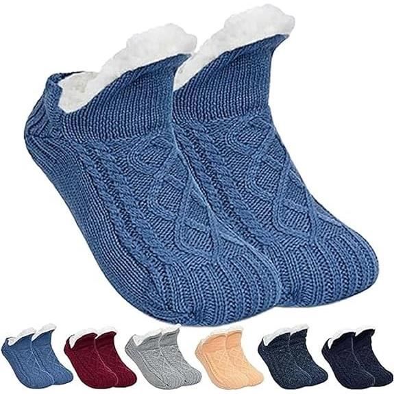 Indoor Non Slip Thermal Socks, V-mouth Fluffy Slipper Socks, New Woven ...