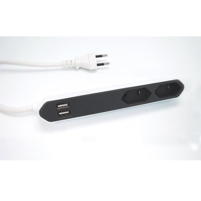 Powerbar USB bloc multiprise 2 prises 6A et 2 prises USB - Cdiscount ...