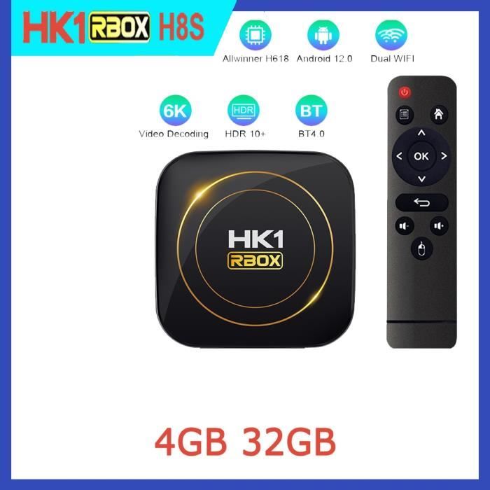 HK1 RBOX H8S Android 12.0 Smart TV Box 2.4G 5G touristes Wifi Allwinner ...