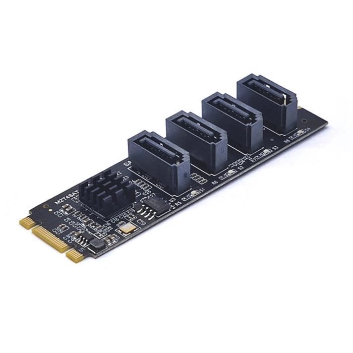 Carte Adaptateur M.2 NVME Vers 4 Ports SATA3.0 Extension PCI-E Vers SATA3.0 Vers Carte de ...