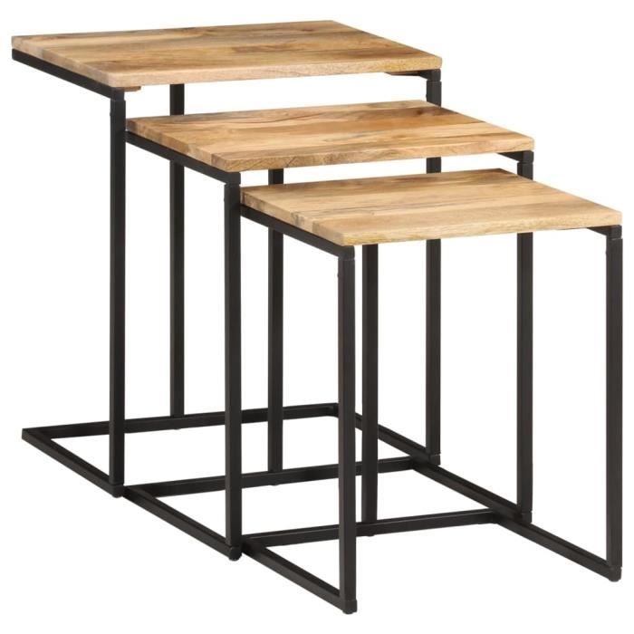 DBA Tables gigognes 3 pcs bois massif d'acacia DA007 - Cdiscount Maison