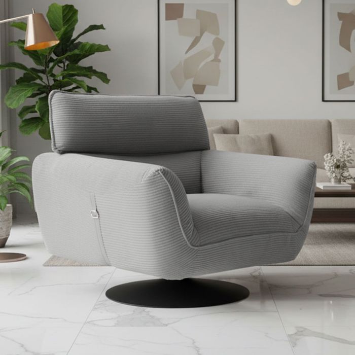 Fauteuil pivotant moderne avec dossier réglable Ghislain Velours côtelé ...