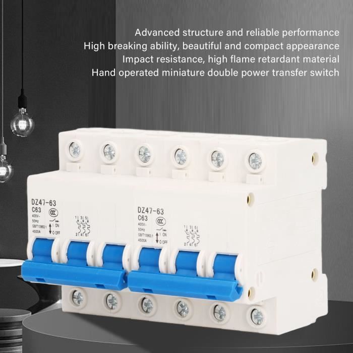 Disjoncteur à double alimentation YOSOO - Micro Interlock 3P + 3P 4500A - Blanc - PVC - Magneto ...