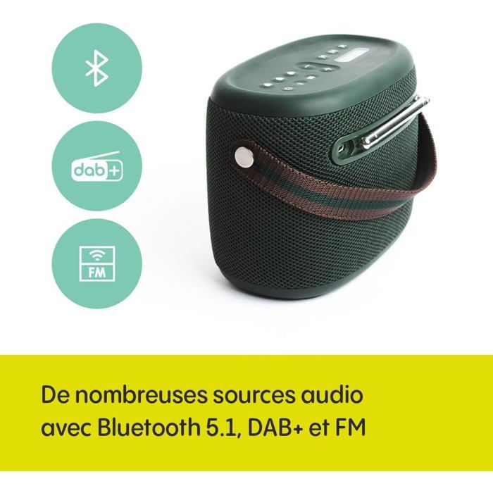 Enceinte portable Bluetooth, radio Dab+/FM, étanchéité IP67, batterie ...