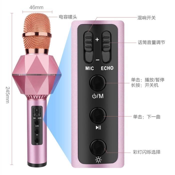 Micro Karaoké Bluetooth,Microphone Karaoke Sans Fil,portable 3 en 1 Mic ...