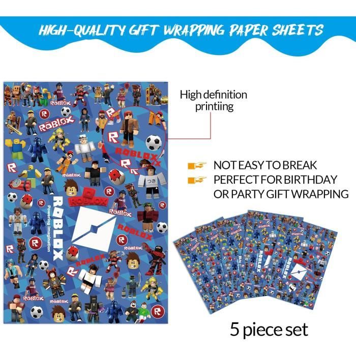 Roblox Lot De 5 Feuilles De Papier Cadeau 51 X 75 Cm Papier Cadeau ...