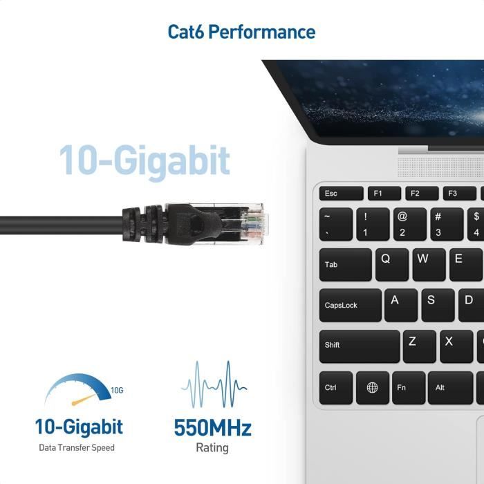 10 Gbit-S Câble Ethernet Court, Combo 5 Couleurs Cat6 Snagless 1,5M ...