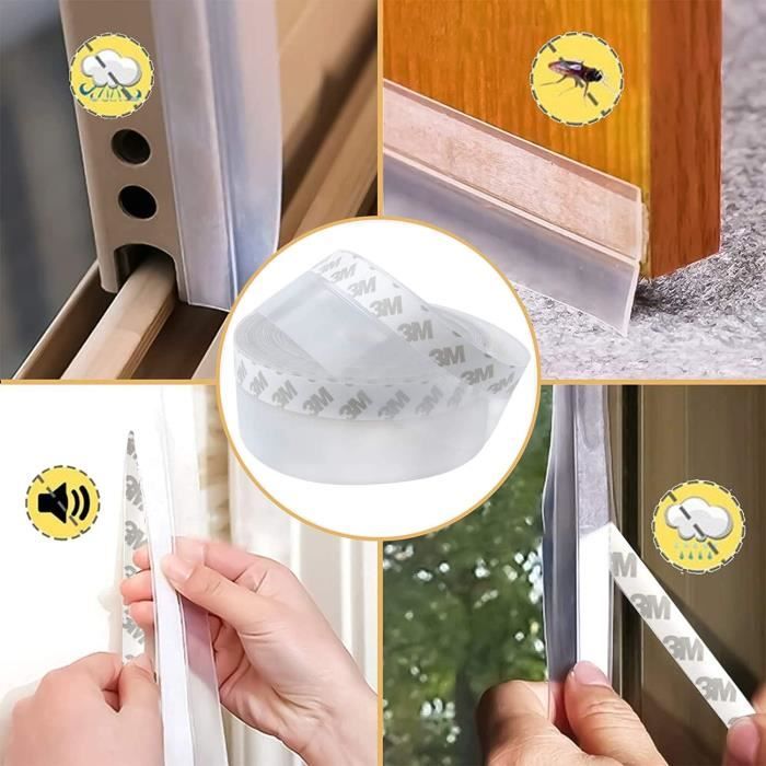 Bas De Porte Adhésif,10M X 45Mm Transparent Bande D'Étanchéité En ...