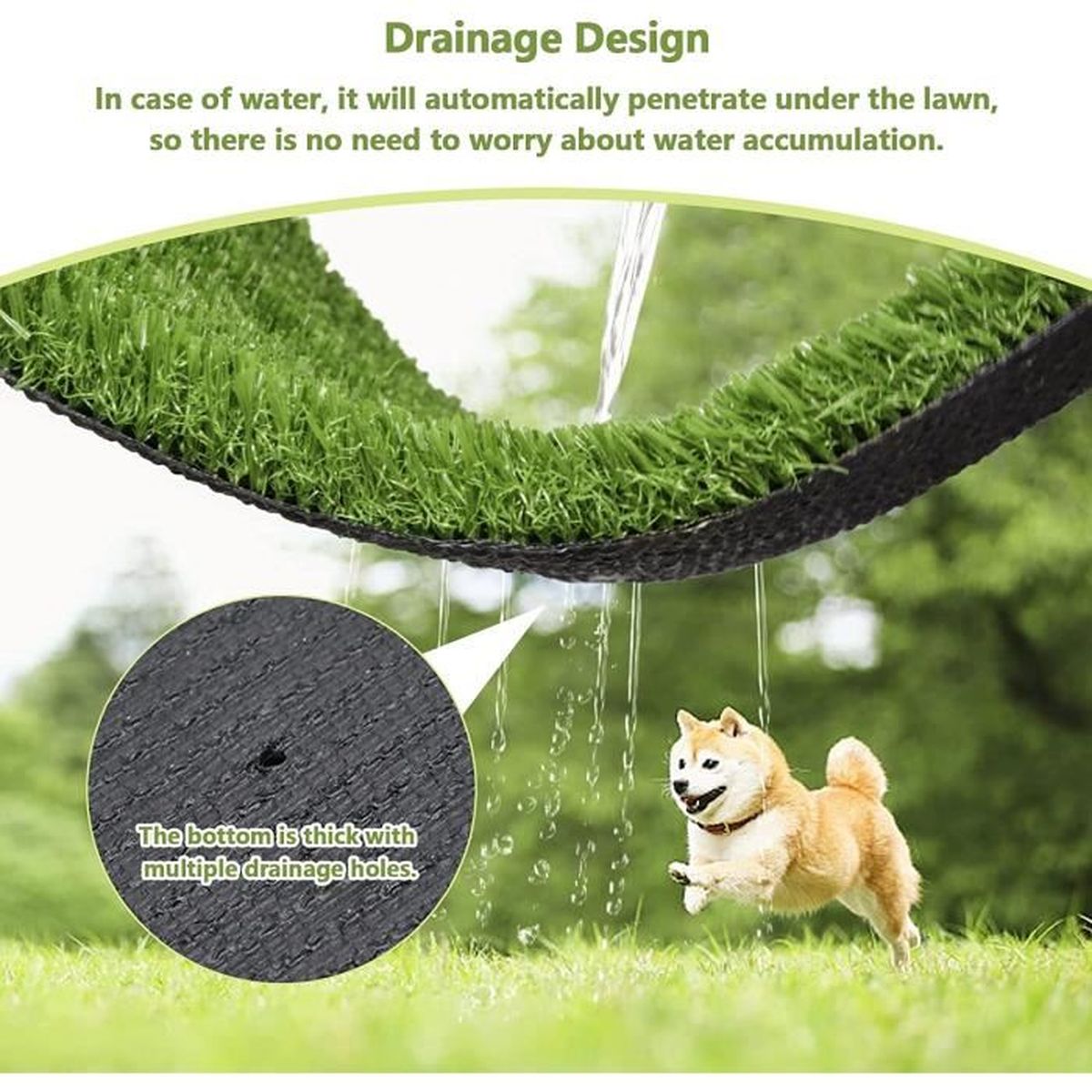 Faux gazon Pee Puppy Potty Training Washable Tapis de gazon pour pipi ...