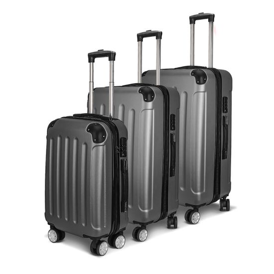 Set de Valise 3 Valises ABS Gris Anthracite-Roul. Silenc 360°, TSA Lock ...
