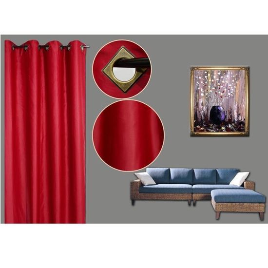 Rideau occultant rouge bordeaux 140x260cm - Cdiscount Maison