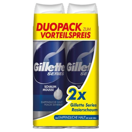 Lot de 2 Mousse à raser Gillette Series Sensitive - Cdiscount Au quotidien