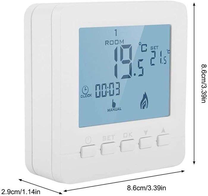 Thermostat de Chauffage Écran LCD Intelligent Régulateur de Température Ambiante Programmable ...