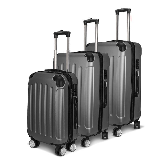 Set de Valise 3 Valises ABS Gris Anthracite-Roul. Silenc 360°, TSA Lock ...