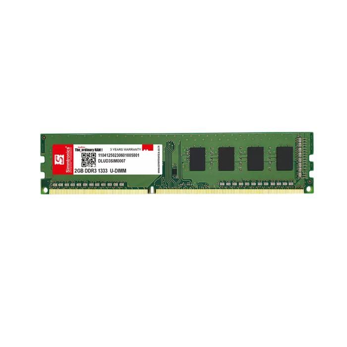 RAM Desktop DDR3 2 Go 1333 MHz 1,5 V CL9 240 broches simple 10600 Mo/s ...