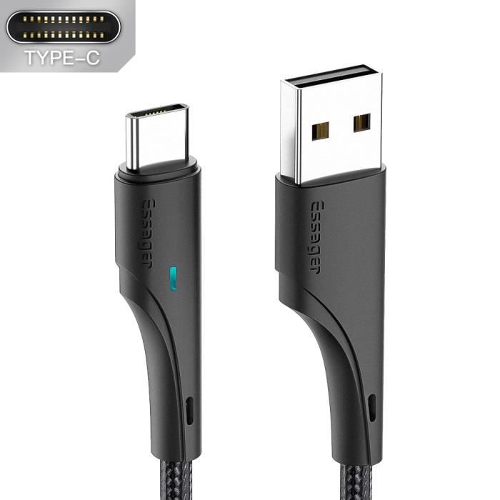 Taille noire 3m câble USB Type C 3A pour recharge rapide et transfert ...