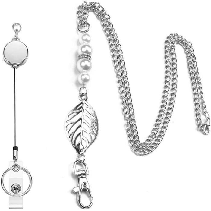 Collier Feuilles rétractable nom Badge Bobine lanière avec Porte-Carte ...