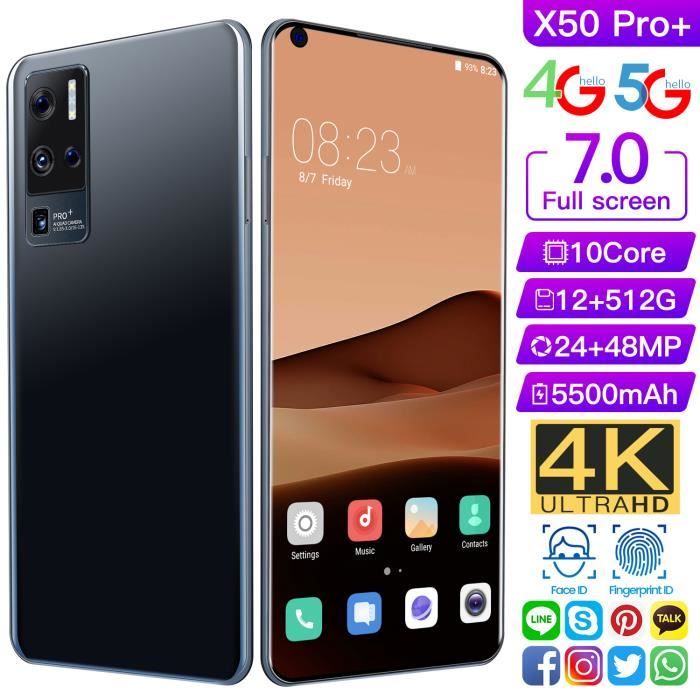 X50 Pro + Smartphone 512 Go 7,0 pouces Écran Caméra 48MP 5500mAh ...