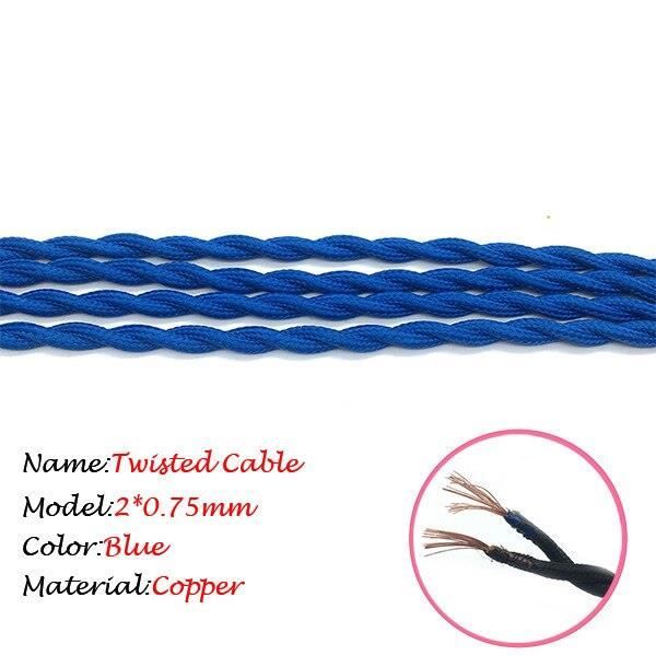 Câble électrique torsadé Vintage en tissu tressé rétro - blue - 20m[E7 ...