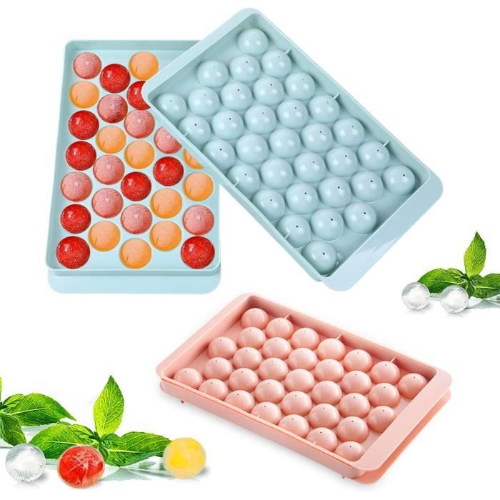 2 Pcs Bacs À Glaçons Rond Avec Couvercle Moule A Glacon Rond Ice Cube ...