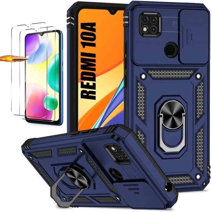 Coque - Xiaomi - Redmi 10A - Bleu Marine - Verres Trempés - Support de ...