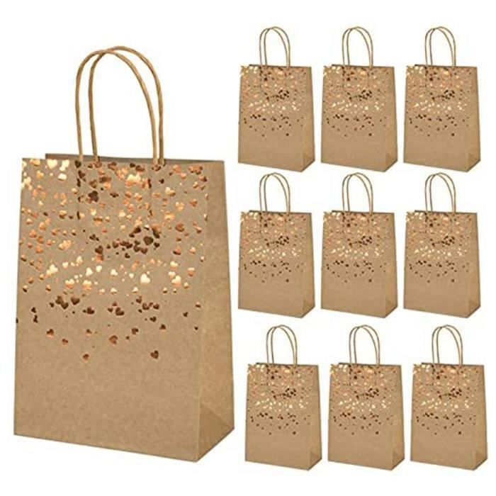 10 PièCes Sac en Papier Kraft Marron Estampage à Chaud Sac en Papier D ...