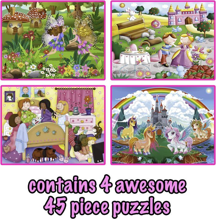 Collection de 4 puzzles – Lot de 4 puzzles pour filles à partir de 3 ...
