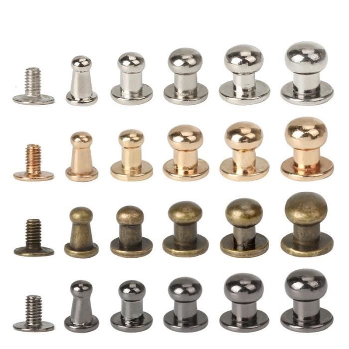 Rivets,10 pièces-lot 6 10mm en laiton massif tête ronde goujon point ...