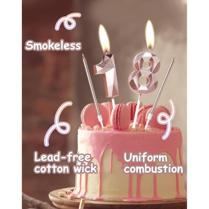 Lot De Bougies Longues En Or Rose Pour 18E Anniversaire - Numéro 18 - Bougies D'Anniversaire De ...