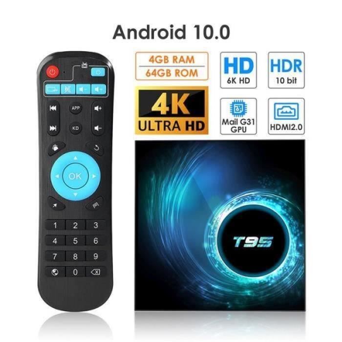 TV Box Android 10 T95 Smart TV BOX Wifi BT 2G+18Go H616 6K Netflix ...