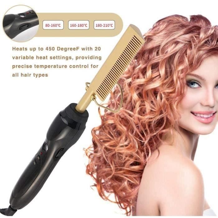SHENGLU- Lisseur À Peigne Électrique Baguette Fers À Friser Les Cheveux Peigne À Lisser ...