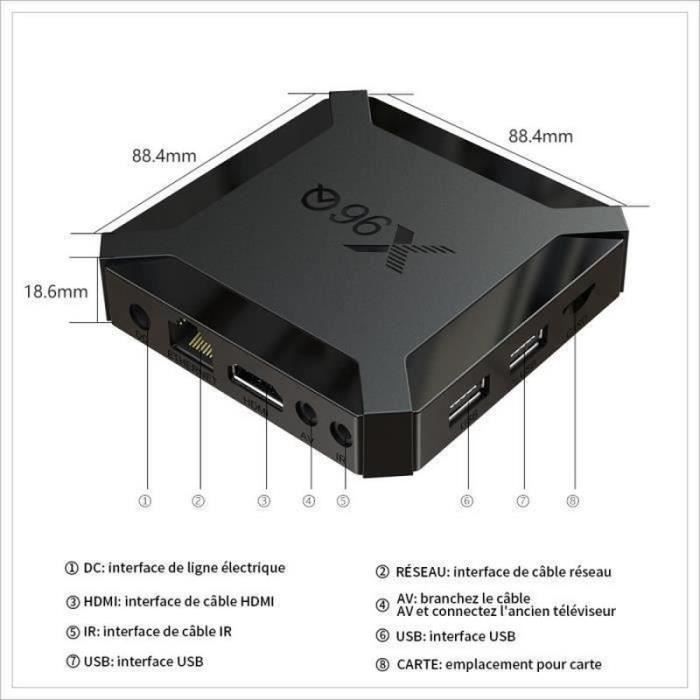 MEDIA STREAMER - BOX MULTIMEDIA SUNNZO X96Q 2Go + 16Go Android 100 Smart TV Box Chipset H313 ...