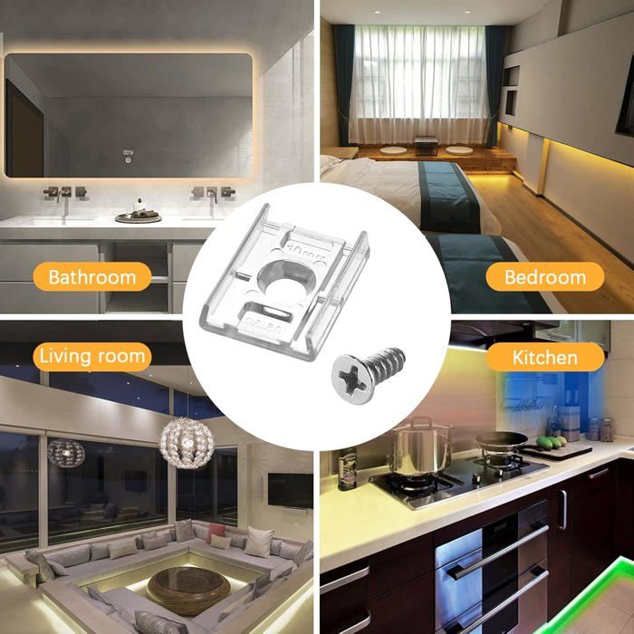 100pcs Clip de Fixation Attache Ruban Led pour Bande Lumineuse Supports ...