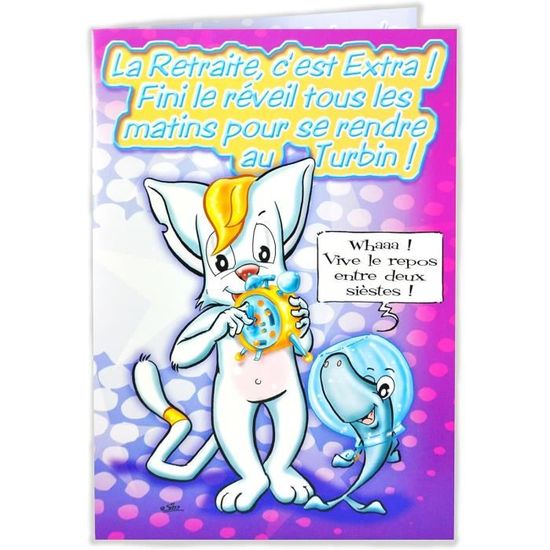 Grande Carte Maxi A4 Départ Retraite Chat Poisson Requin.[Z1859 ...