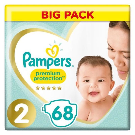 PAMPERS Premium Protection New Baby Taille 2 - 3 à 6 kg - 68 couches ... PAMPERS Premium Protection New Baby Taille 2 - 3 à 6 kg - 68 couches ...