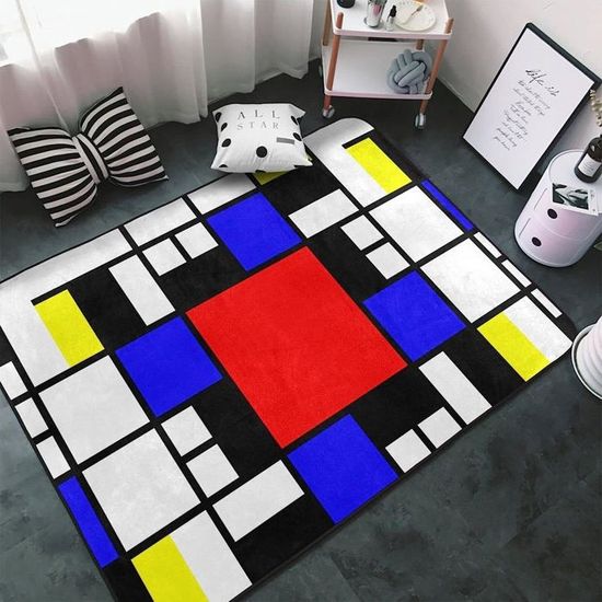 Rouge Gris Noir Et Blanc Bleu Jaune Géométrique Enfants Tapis Salon ...